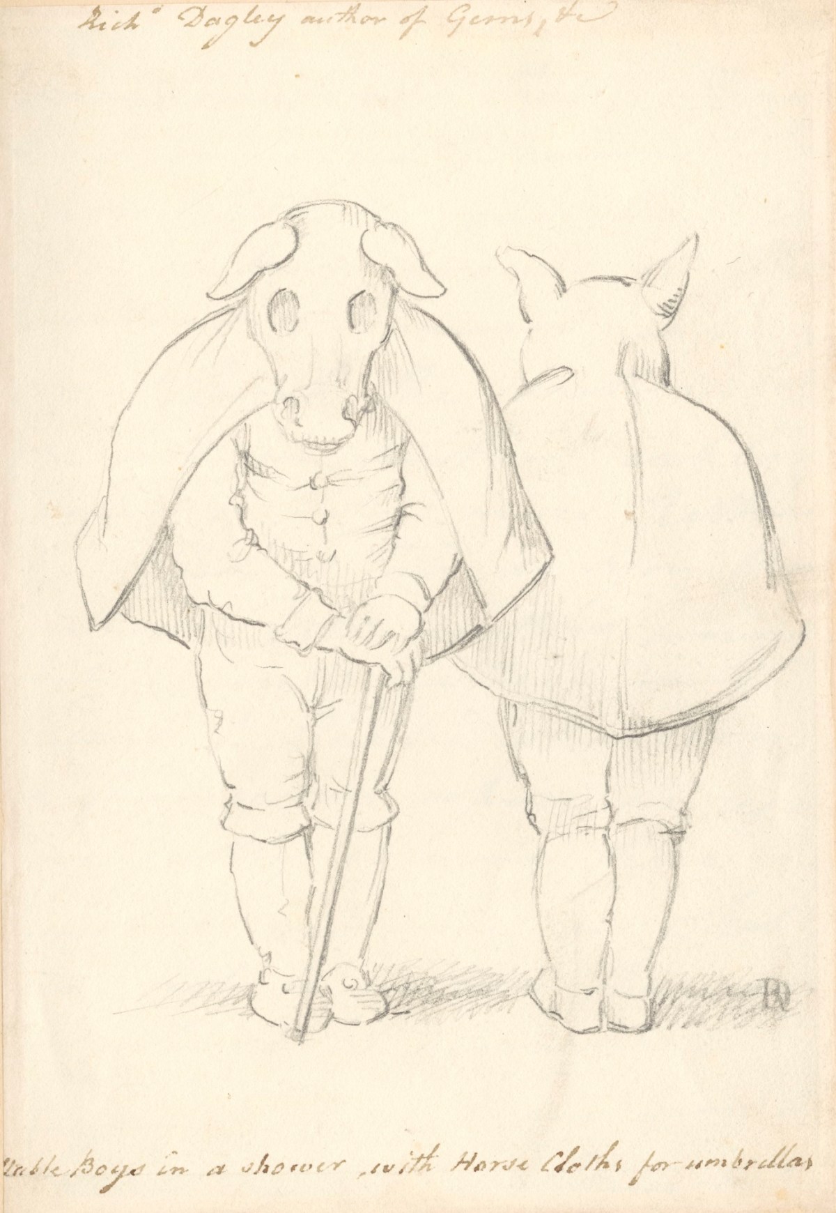 Stable boys in a shower with horse cloths for umbrellas | Works of Art ...