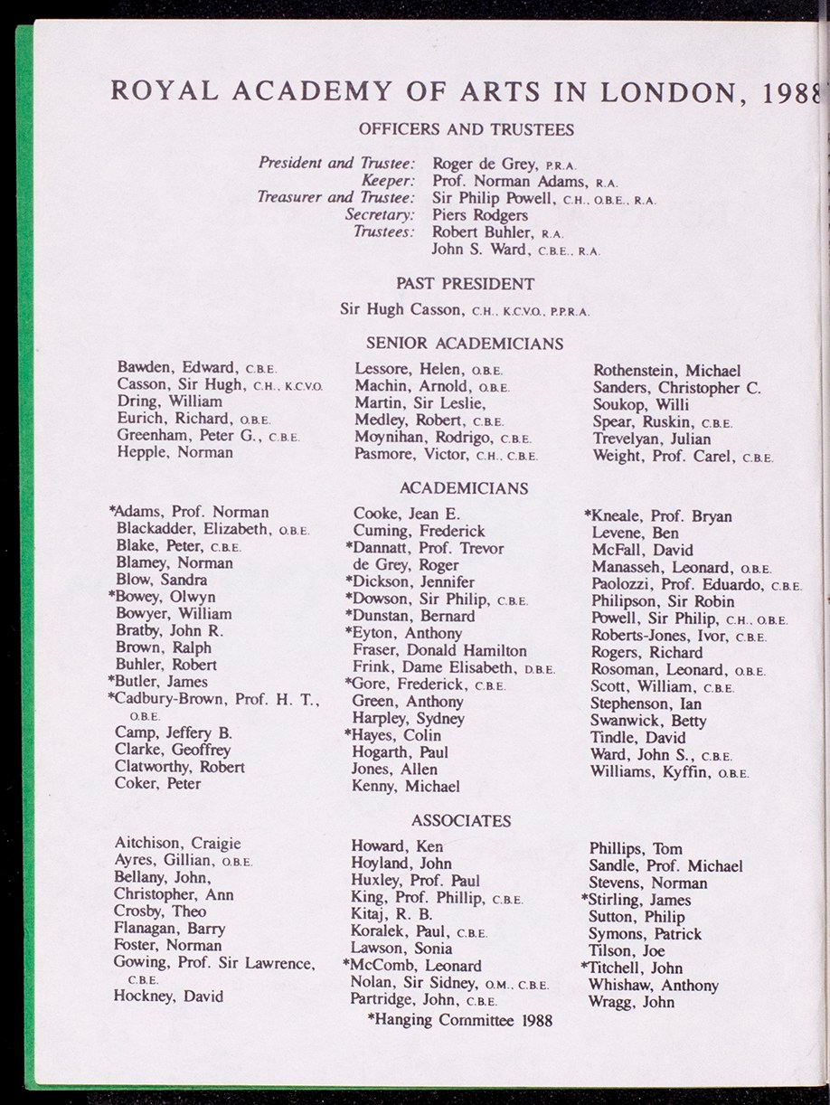 The exhibition of the Royal Academy, 1988. The 220th. | Exhibition ...
