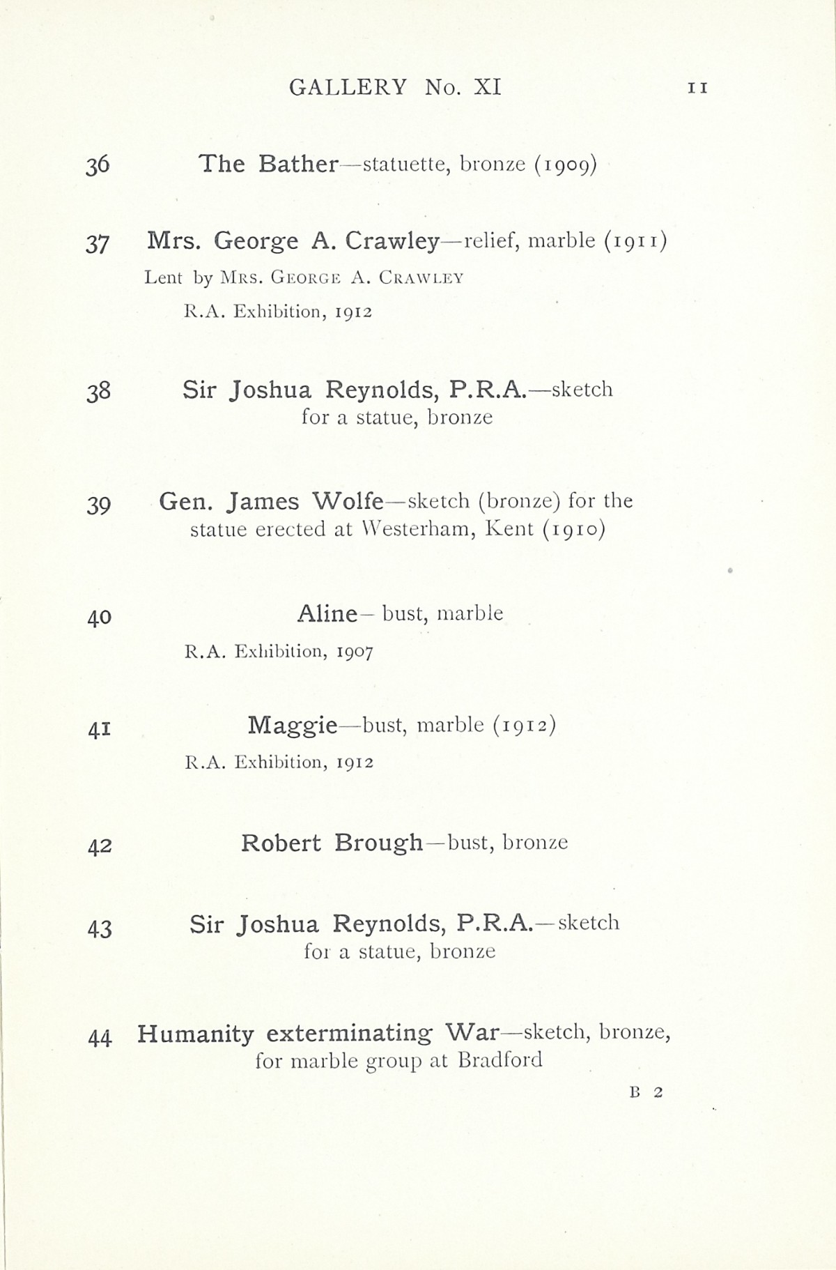 1927 - Exhibition of Works by the late Sir Hamo Thornycroft, R.A. and F. Derwent Wood, R.A ...