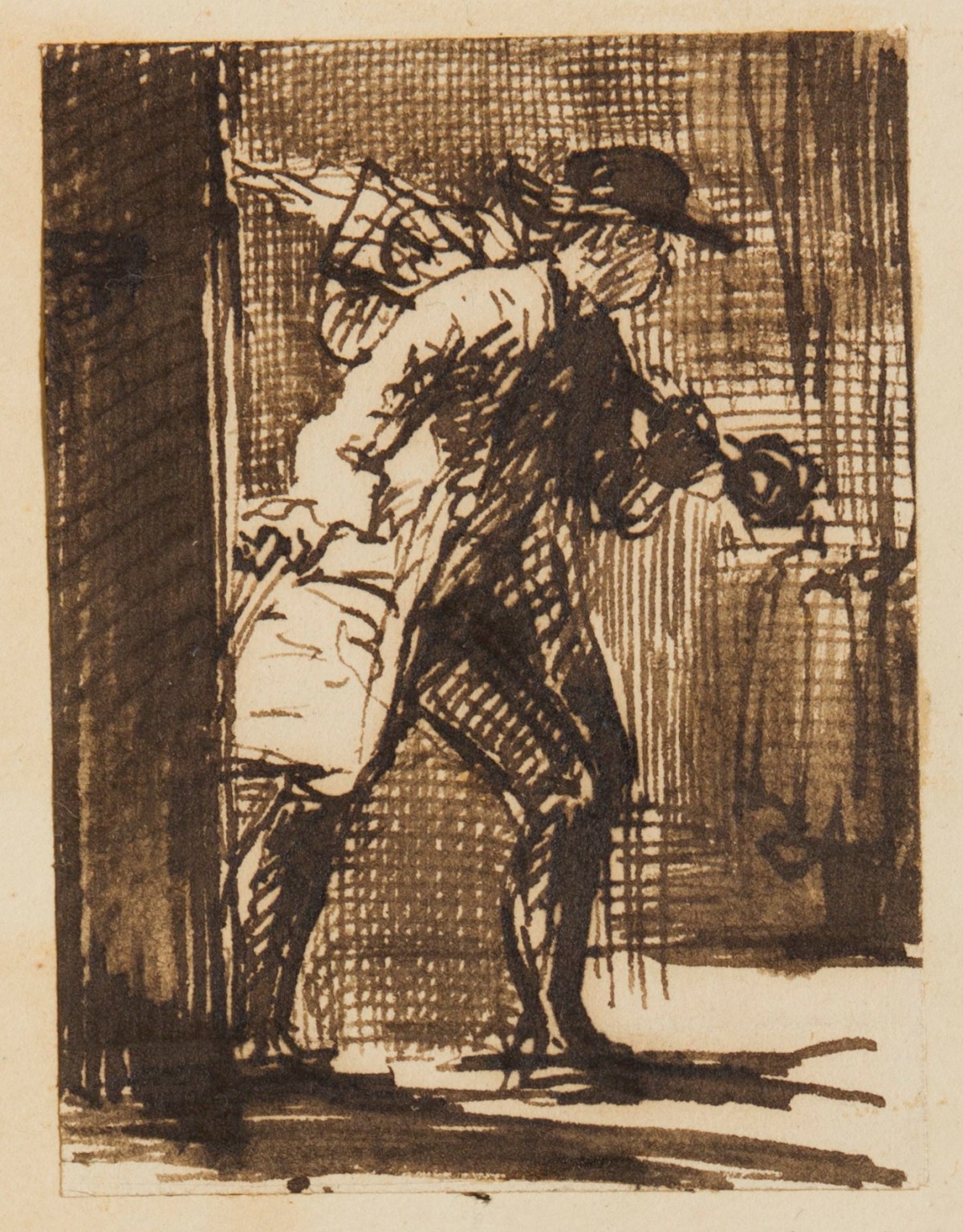 Sketch of a man carrying an object over his shoulder | Works of Art ...