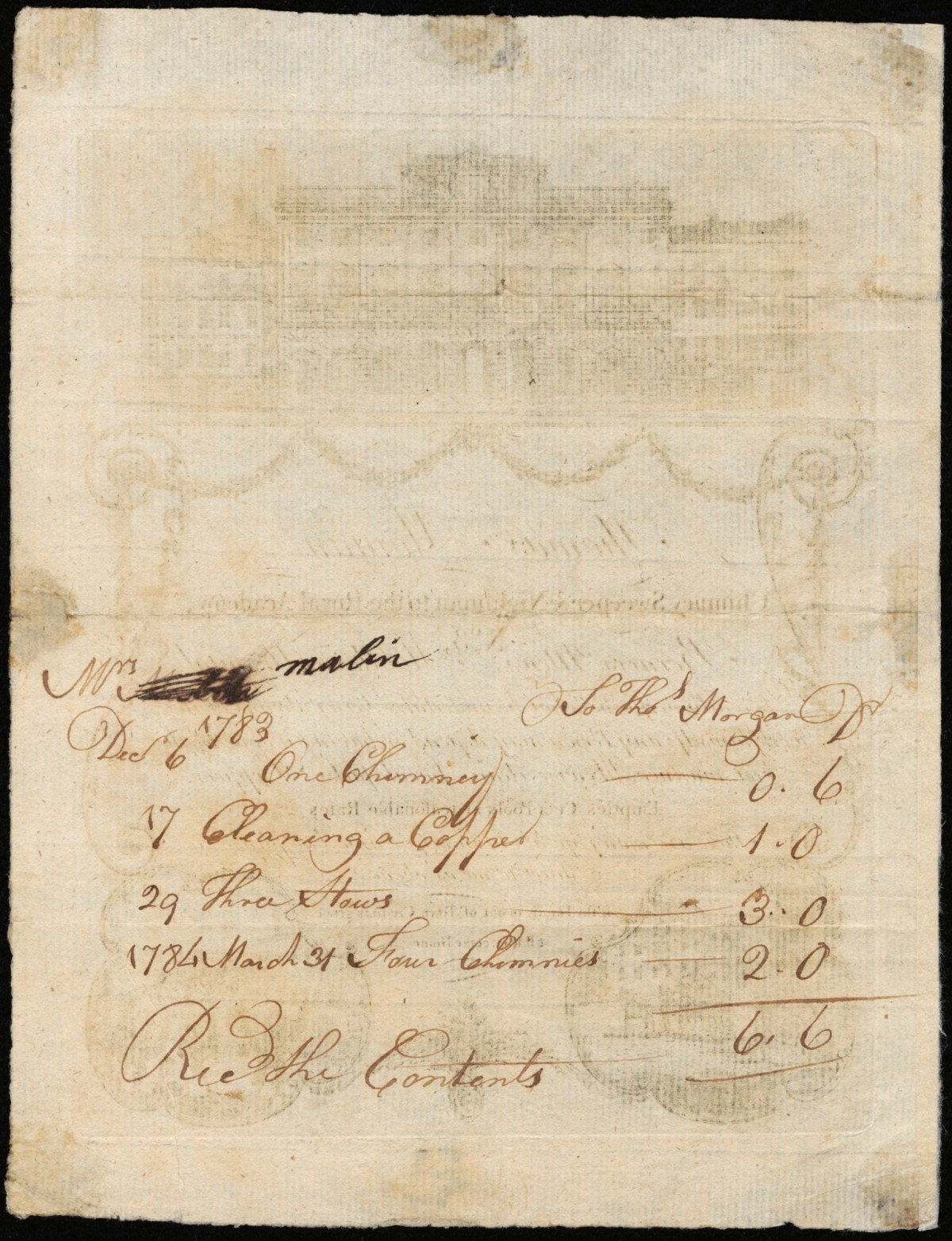 Receipted bill from Thomas Morgan, Chimney Sweeper and Nightman to the ...