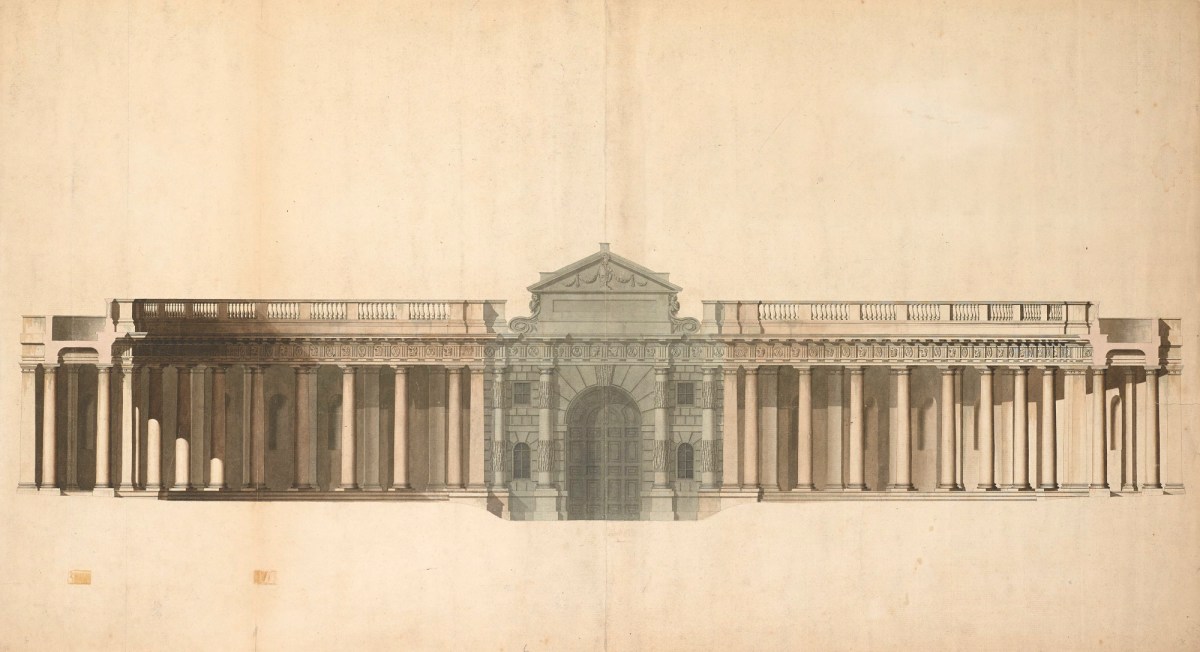 Presentation drawing of the Great Gate and Colonnade, Burlington House ...