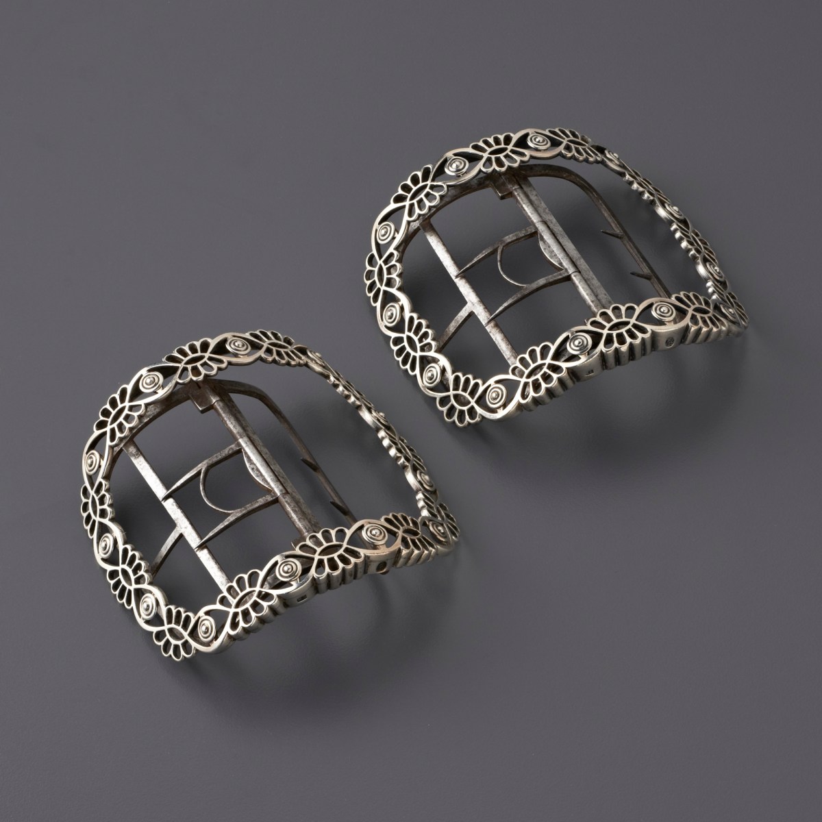 Pair of ornate silver shoe buckles formerly belonging to Sir Joshua ...