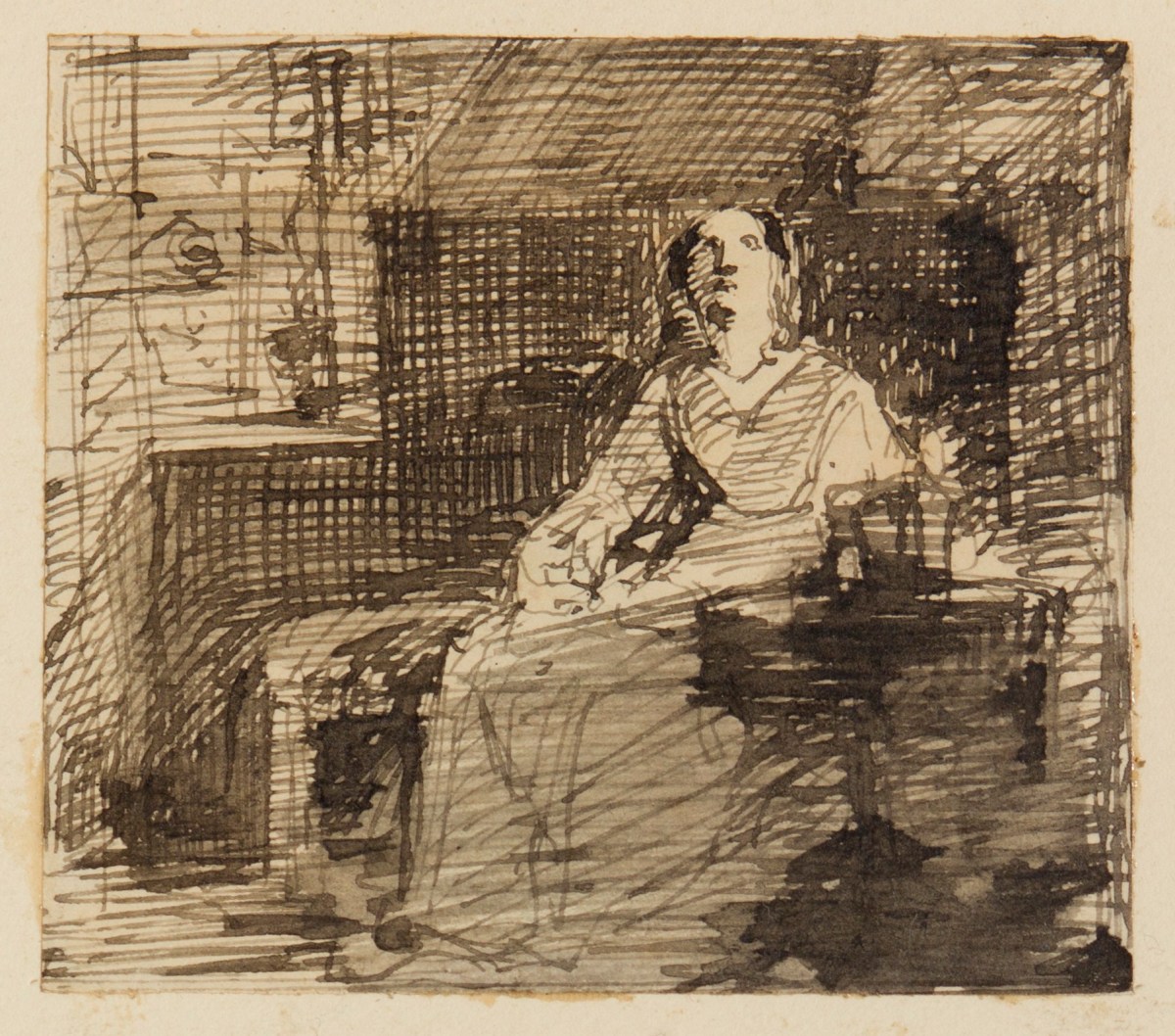 Compositional sketch for 'The Sempstress' | Works of Art | RA ...