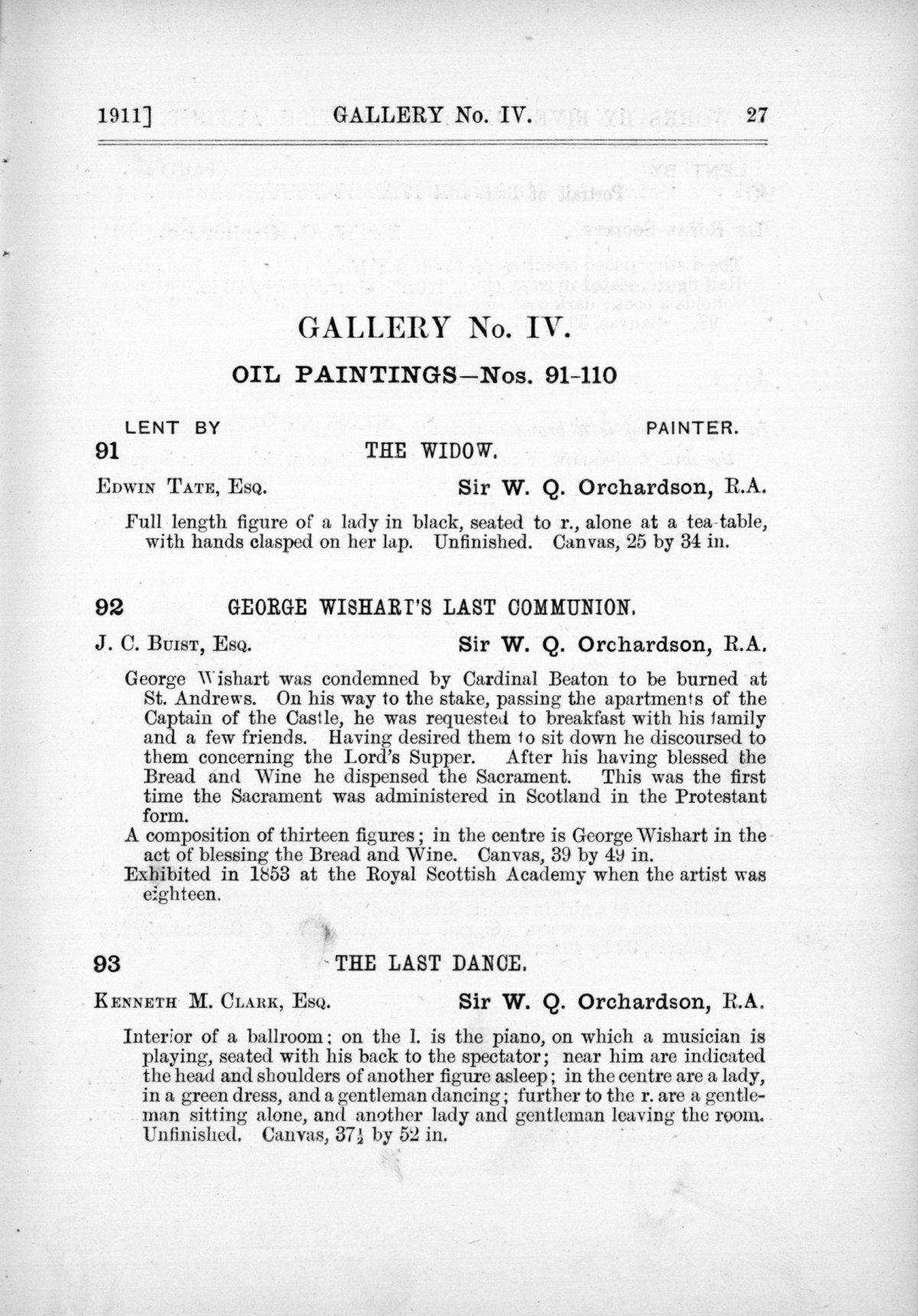 1911 - Sir W.Q. Orchardson RA, W.P. Frith RA, R.W. Macbeth RA, J.M ...