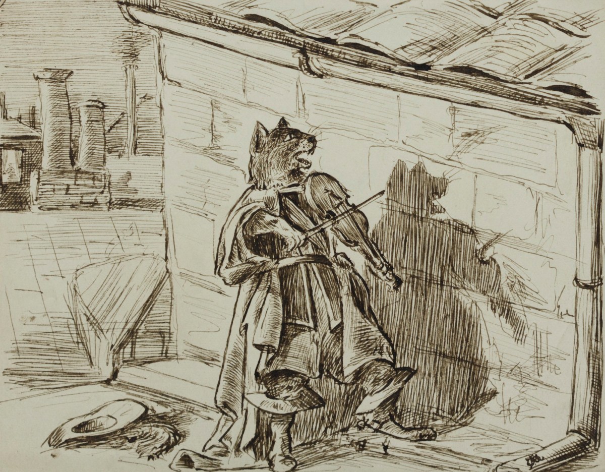 Anthropomorphised cat playing a violin | Works of Art | RA Collection ...