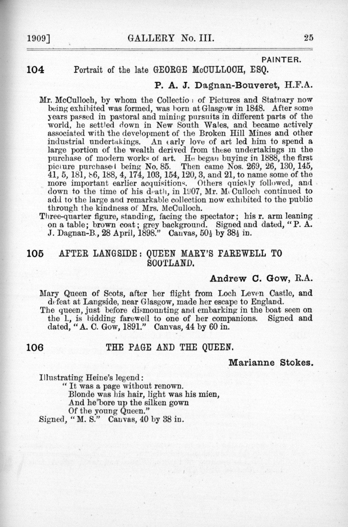 1909 - George McCulloch's collection of modern painting and sculpture ...