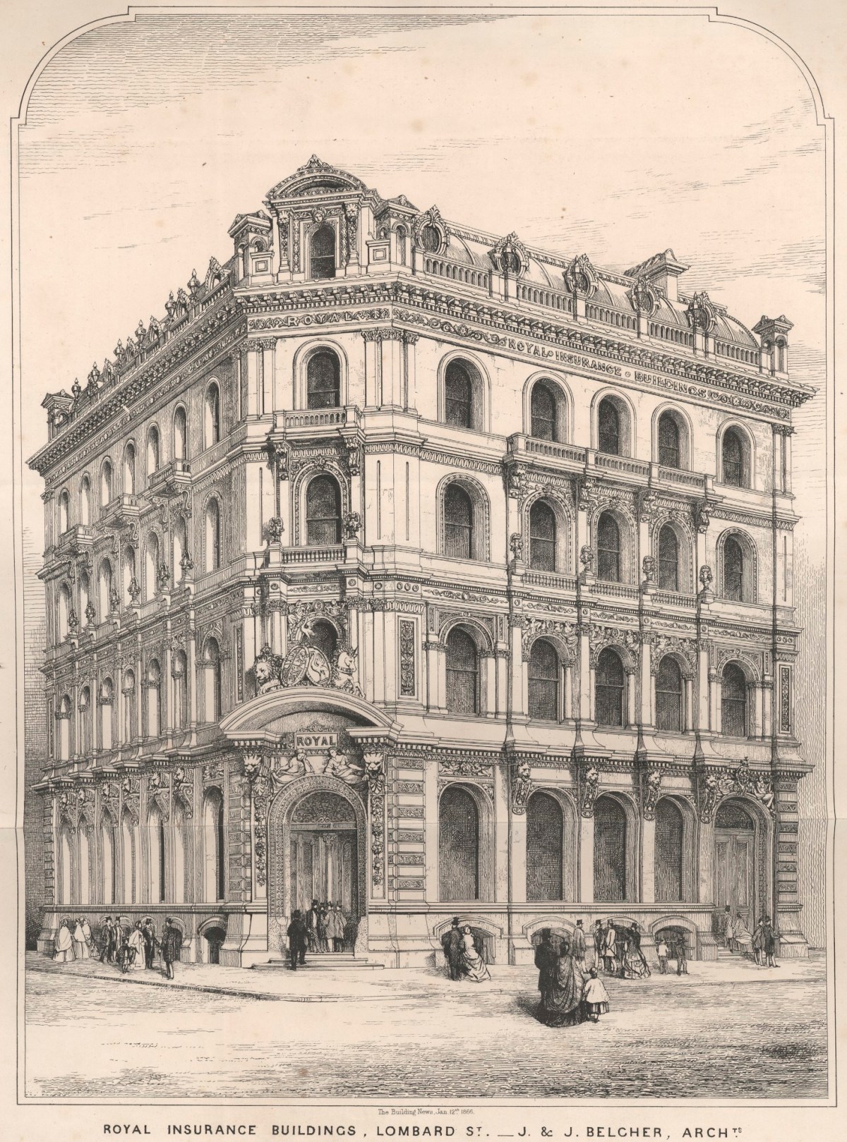 Design for Royal Insurance Buildings, Lombard Street, City of London ...