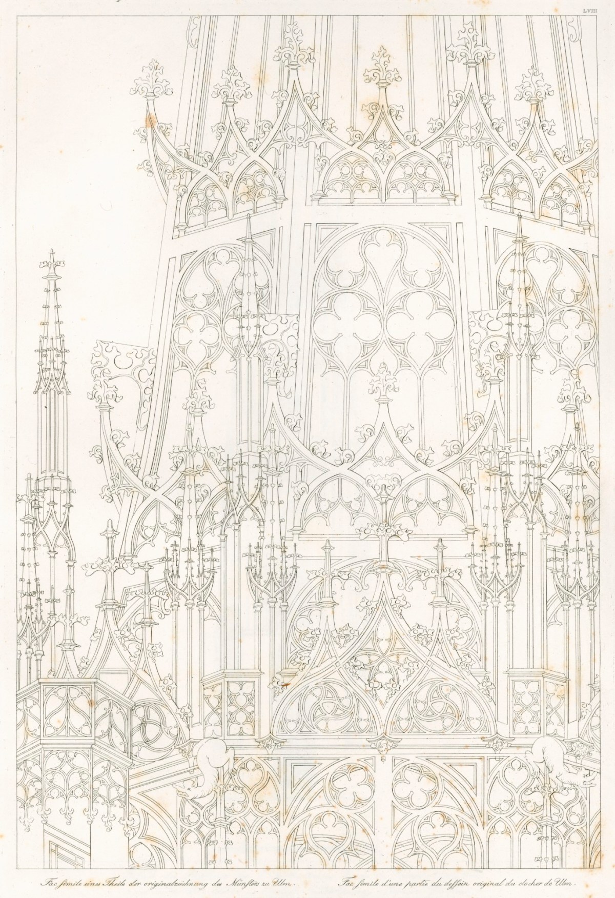 Ulm Cathedral: facsimile of part of the original design for the spire ...
