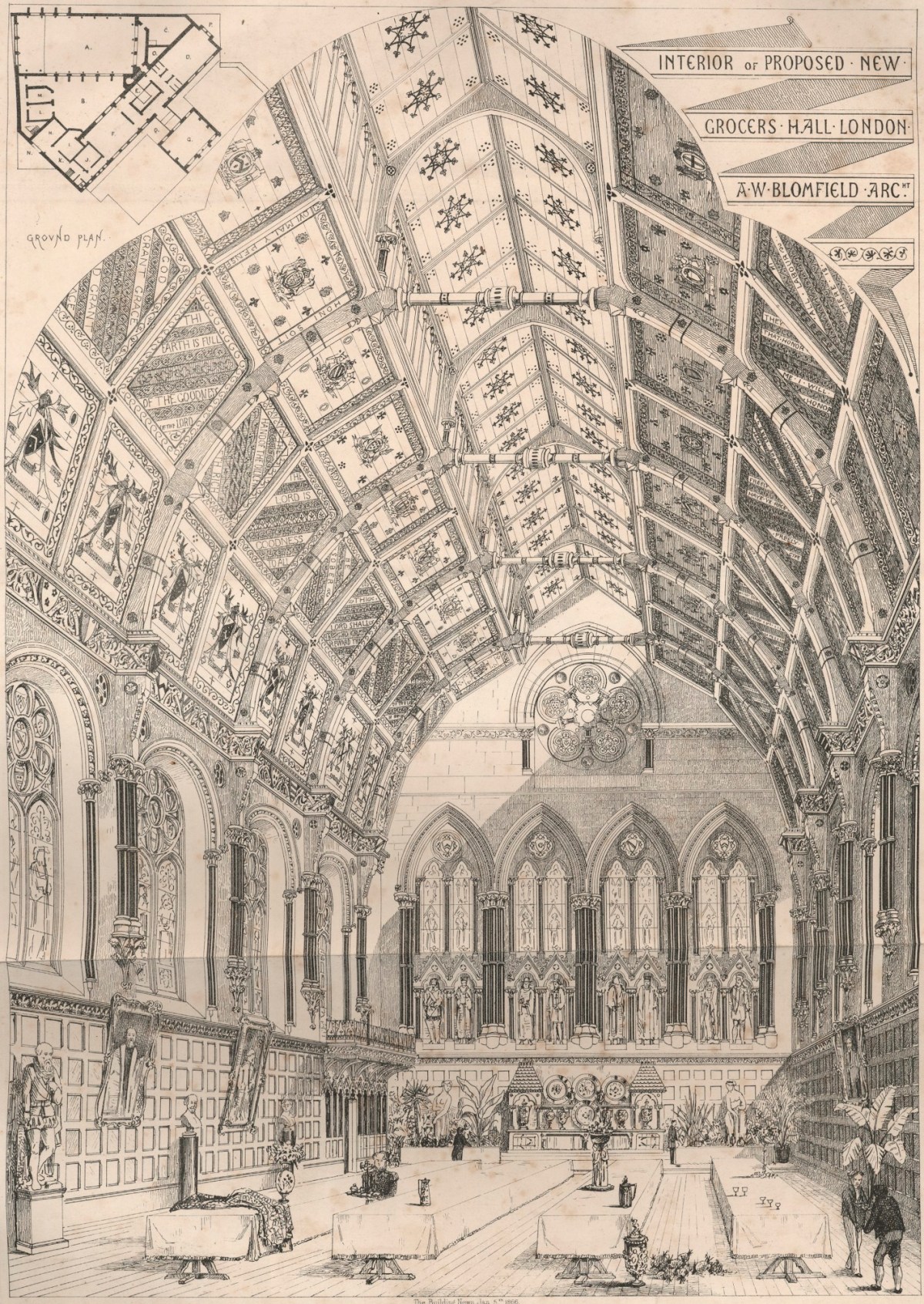 Interior of proposed new Grocers' Hall, London | Works of Art | RA ...