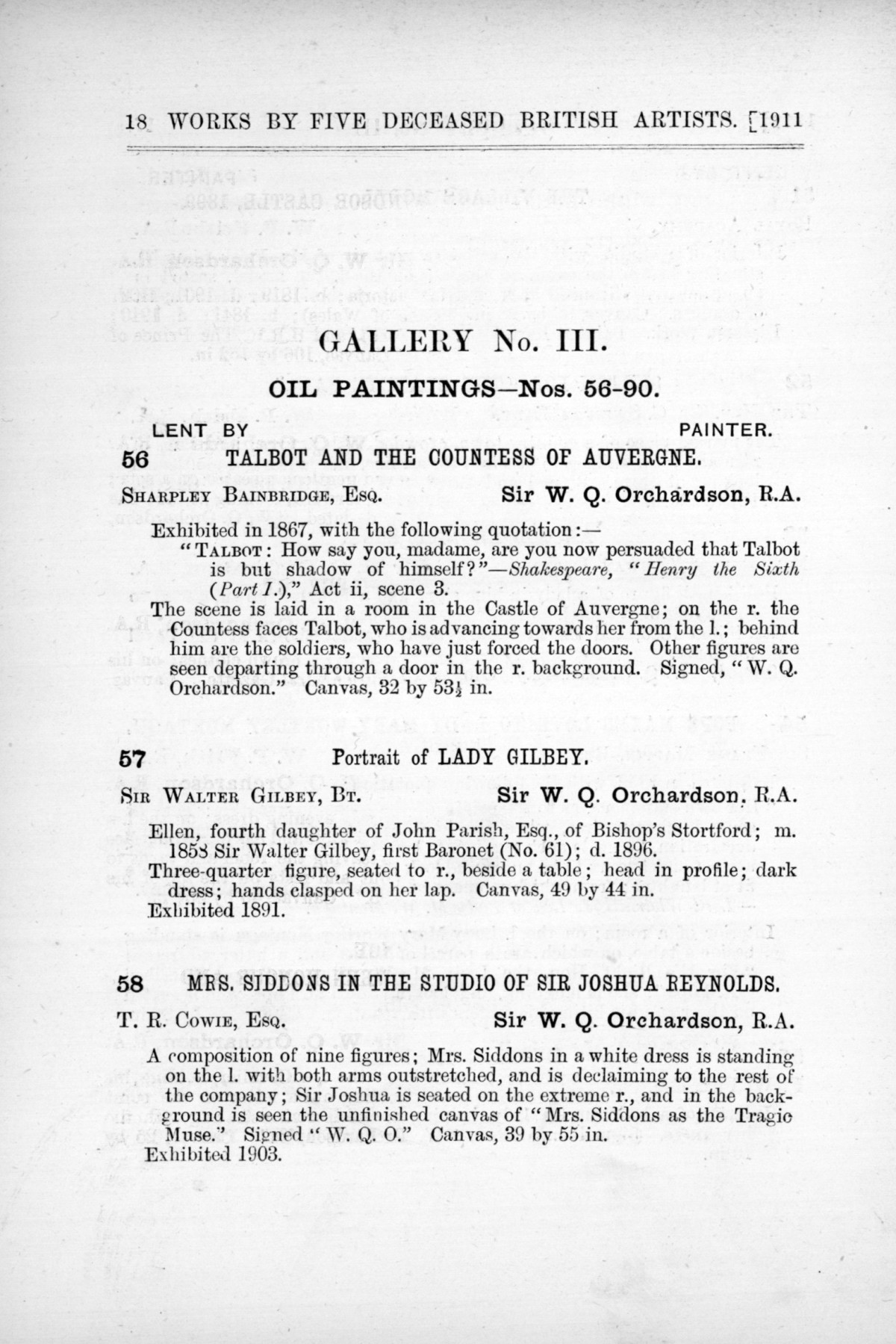 1911 - Sir W.Q. Orchardson RA, W.P. Frith RA, R.W. Macbeth RA, J.M ...