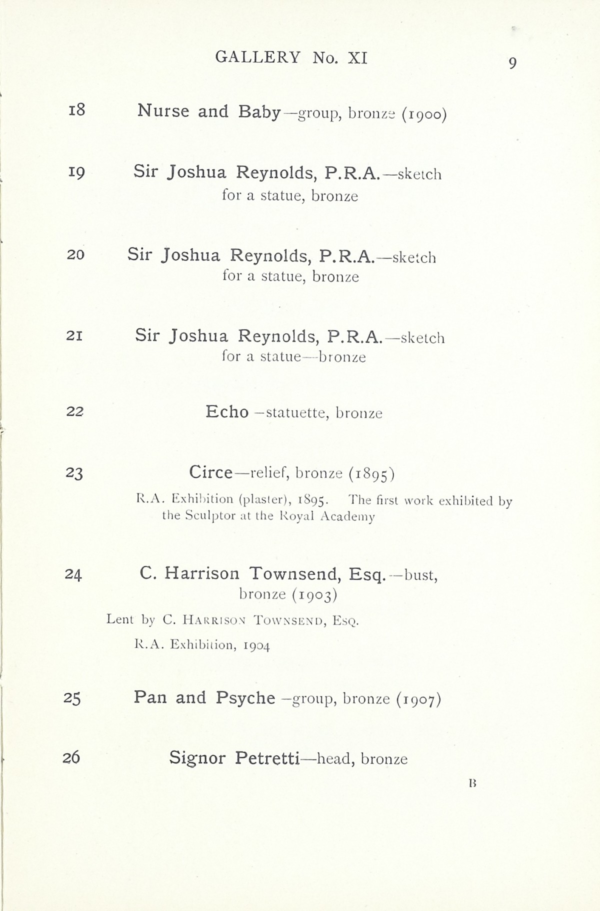 1927 - Exhibition of Works by the late Sir Hamo Thornycroft, R.A. and F. Derwent Wood, R.A ...