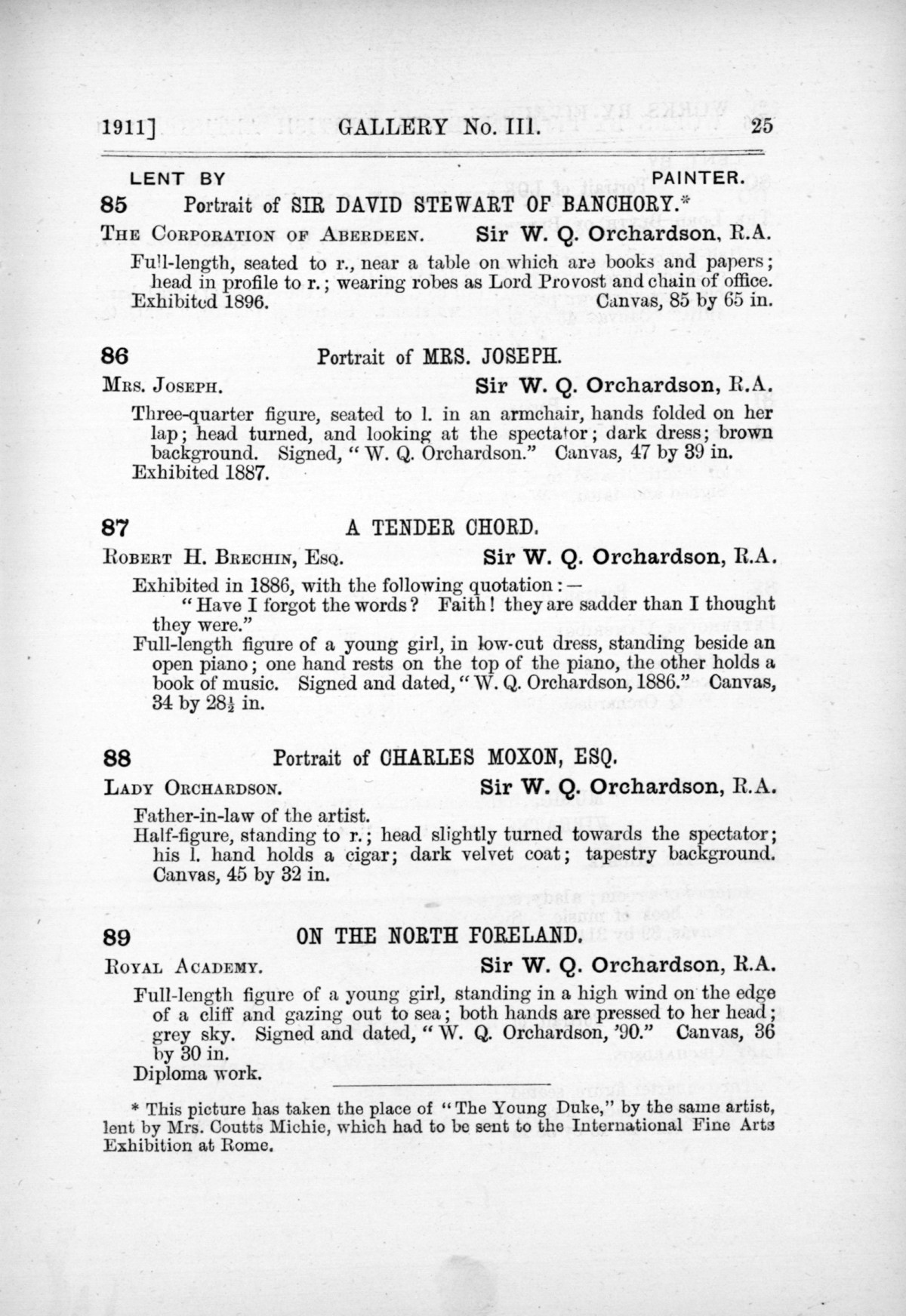 1911 - Sir W.Q. Orchardson RA, W.P. Frith RA, R.W. Macbeth RA, J.M ...