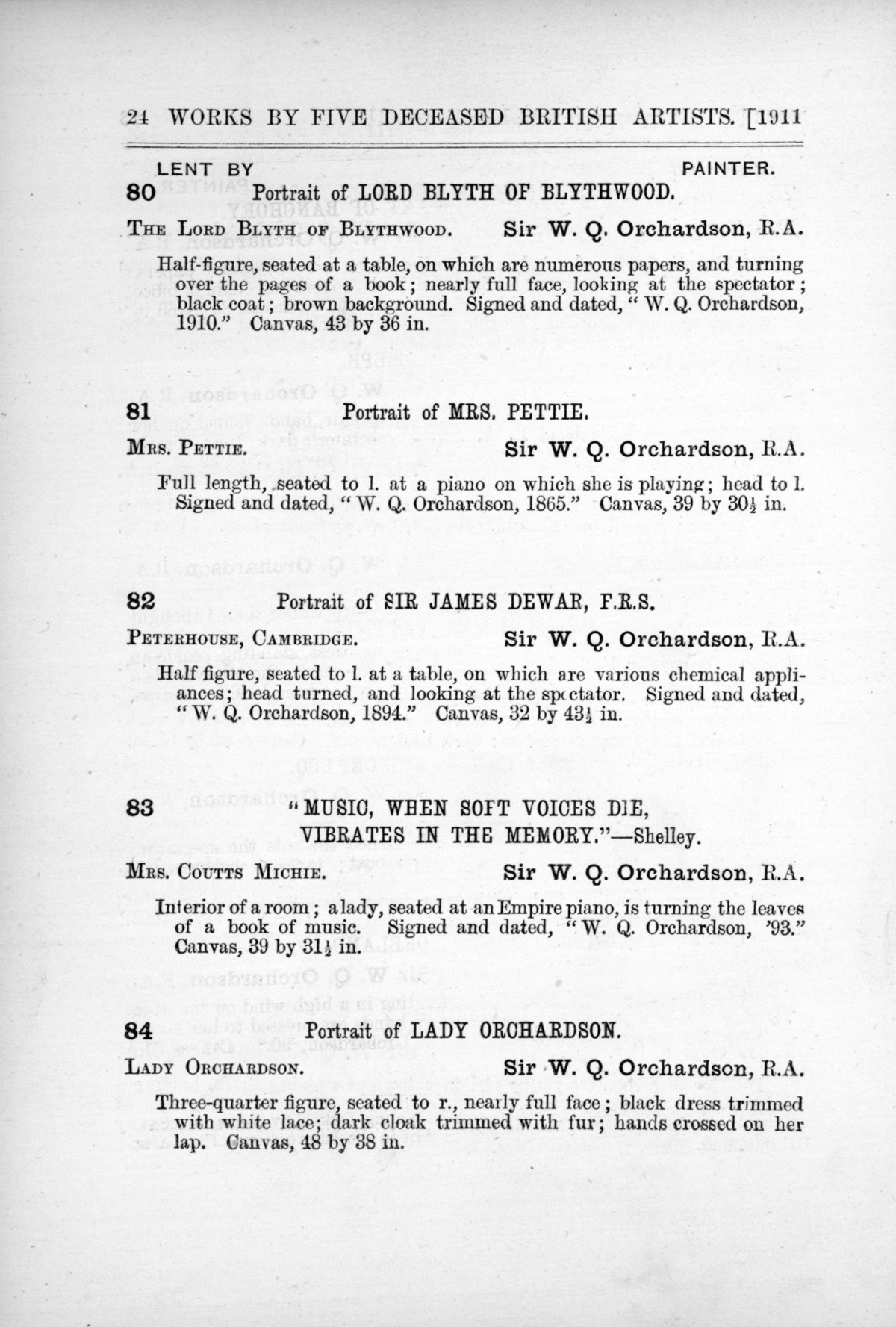 1911 - Sir W.Q. Orchardson RA, W.P. Frith RA, R.W. Macbeth RA, J.M ...