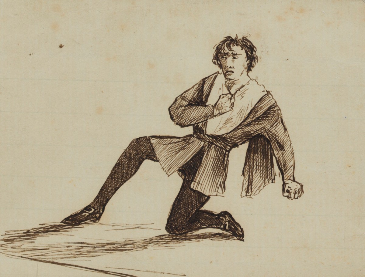 how to draw a man on his knees