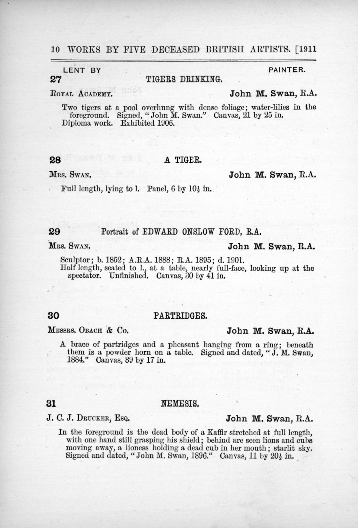 1911 - Sir W.Q. Orchardson RA, W.P. Frith RA, R.W. Macbeth RA, J.M ...