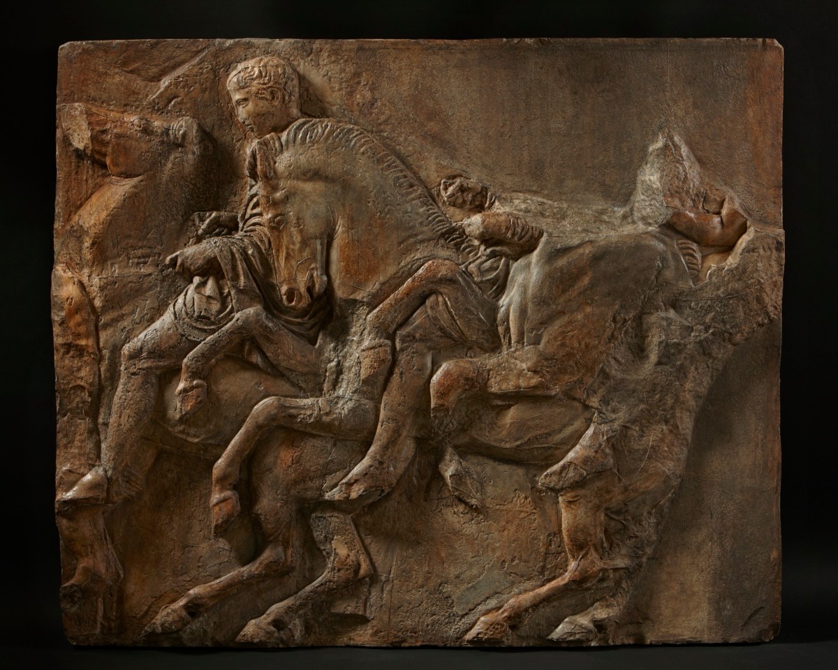 Cast of slab of riders from North frieze of Parthenon (figures 100-102 ...