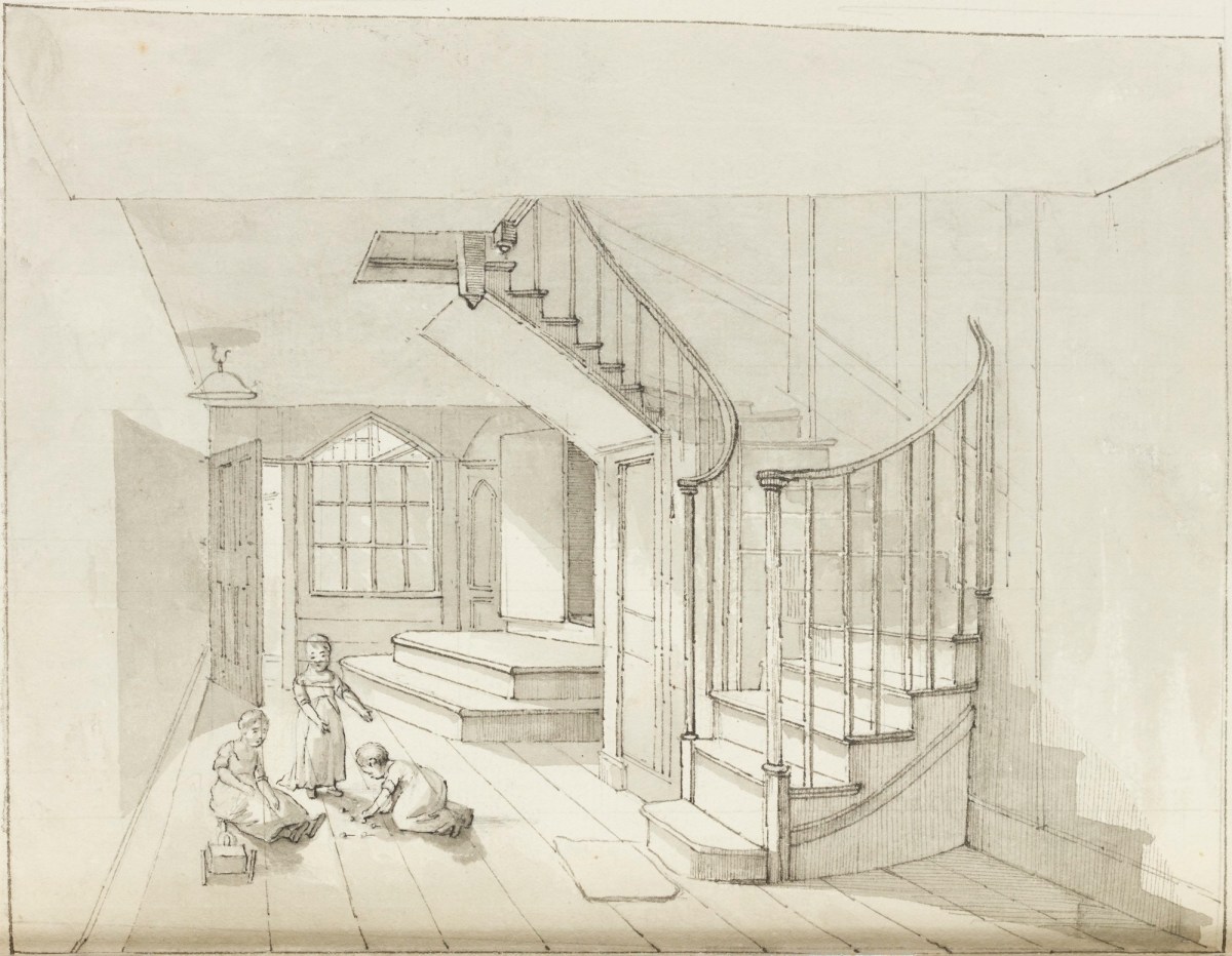 The hall and staircase of Lord Strathmore's house, Conduit Street ...